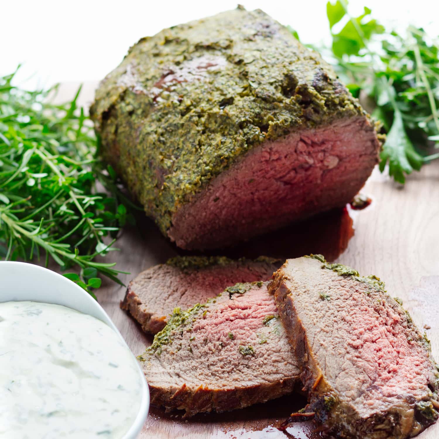 Herb Mustard Crusted Roast Beef | Maple + Mango