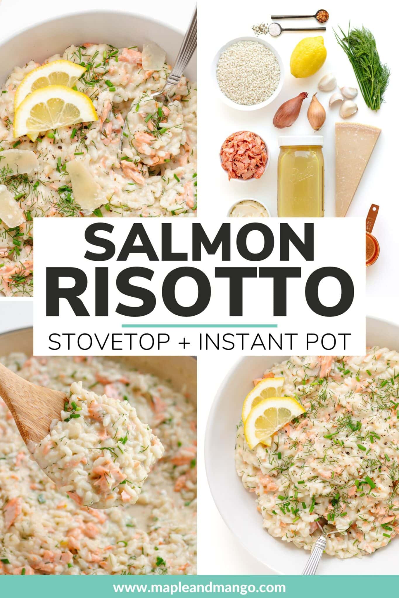 Salmon Risotto (Instant Pot + Stovetop) | Maple + Mango