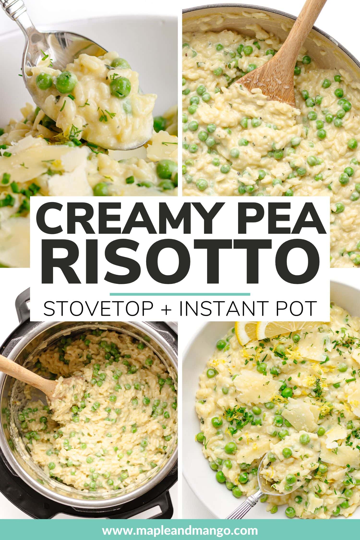 Creamy Pea Risotto (Instant Pot + Stovetop) | Maple + Mango