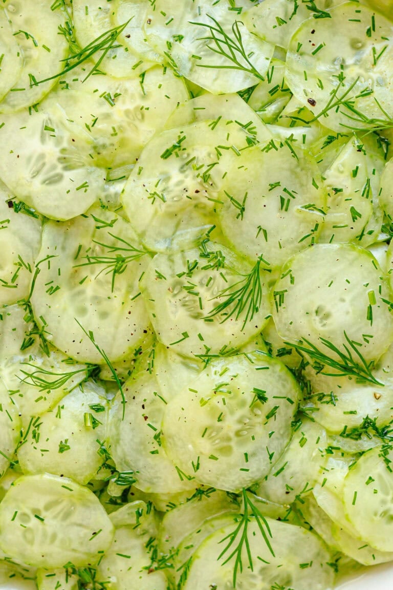 Cucumber Dill Salad (with Sweet and Tangy Vinaigrette) | Maple + Mango